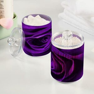 Blueangle 4PCS Purple Rose Qtip Holder Dispenser with Lids - Apothecary Jar Containers for Vanity Organizer Storage - Plastic Food Storage Canisters（993）