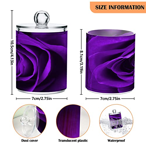 Blueangle 4PCS Purple Rose Qtip Holder Dispenser with Lids - Apothecary Jar Containers for Vanity Organizer Storage - Plastic Food Storage Canisters（993）