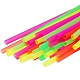 300ct Large Milkshake/Smoothie/Slush Straws, Disposable Jumbo Extra Wide Thick Long Plastic Drinking Straw, Assorted Colors, 9"x.26" (300) (Neon)