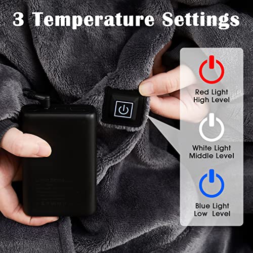 Homemate Heated Wearable Blanket Hoodie, with Battery Pack 7.4V, Oversized Blanket Hoodie for Women Men, Warm Hoodie Blanket