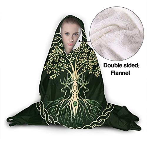 Christmas Yule Pagan Norse Wiccan Full Fleece Throw Cloak Wearable Blanket Flannel Fluffy Comforter Quilt Nursery Bedroom Bedding Decor Ornaments Queen King Size Plush Soft Cozy