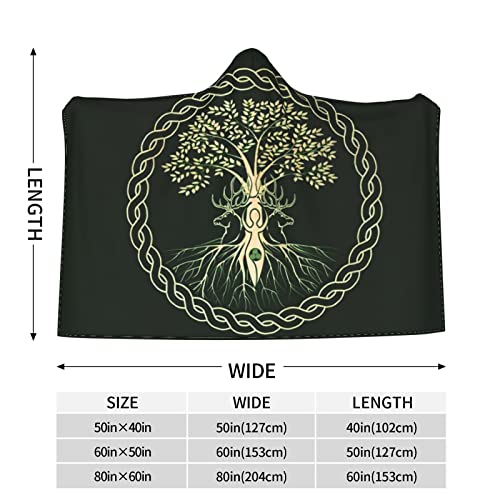 Christmas Yule Pagan Norse Wiccan Full Fleece Throw Cloak Wearable Blanket Flannel Fluffy Comforter Quilt Nursery Bedroom Bedding Decor Ornaments Queen King Size Plush Soft Cozy