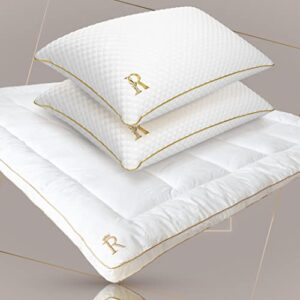 royal therapy 2-pack queen shredded memory foam pillows & queen mattress topper – bundle