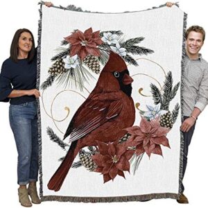 Pure Country Weavers Christmas Cardinal Blanket by Grace Popp - Gift Tapestry Throw Woven from Cotton - Made in The USA (72x54)