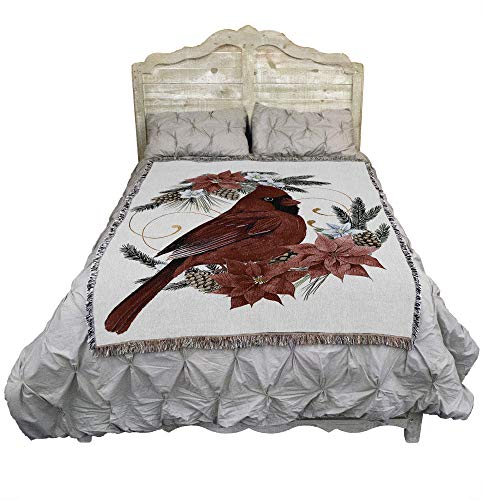 Pure Country Weavers Christmas Cardinal Blanket by Grace Popp - Gift Tapestry Throw Woven from Cotton - Made in The USA (72x54)