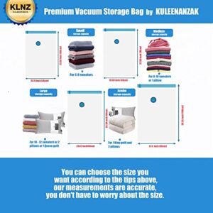 Premium Vacuum Storage Bags. 80% More Storage Hand-Pump for Travel Double-Zip Seal and Triple Seal Turbo-Valve for Max Space Saving (8 × Large) Perfect for storing winter coats