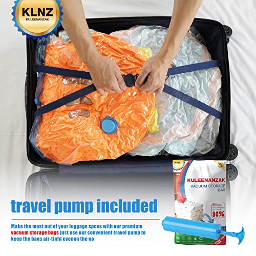 Premium Vacuum Storage Bags. 80% More Storage Hand-Pump for Travel Double-Zip Seal and Triple Seal Turbo-Valve for Max Space Saving (8 × Large) Perfect for storing winter coats