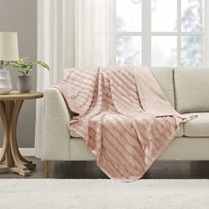 Madison Park Duke Reversible Long Faux Fur and Micro Fur Throw 50x60 Super Soft Lush Comfort