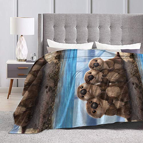 AUISS Plush Throw Velvet Blanket Cute Sea Otters Thick Fleece Carpet Chair Bedspreads for Women Luxurious Sleep Mat Pad Flannel Cover for All Season…