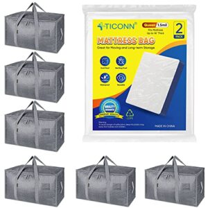 6 pack oversized moving bags +2pk mattress bag for moving storage