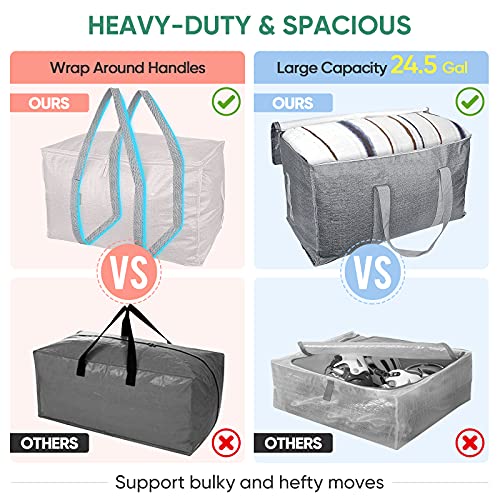 6 Pack Oversized Moving Bags +2PK Mattress Bag for Moving Storage