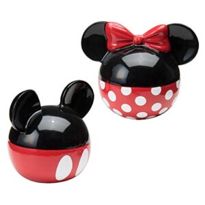 vandor disney mickey and minnie mouse ceramic salt and pepper set, red/black