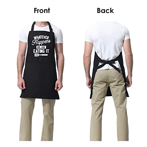 TRADFORE Funny Grilling Apron for Men Funny BBQ Apron for Men Grill Aprons Chef Cooking Apron with 2 Pockets & Adjustable Neck Strap for Grilling, Birthday Gifts for Men, Dad, Husband, Boyfriend