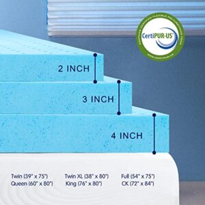 subrtex 3 Inch Twin XL Mattress Topper, Gel-Infused Memory Foam Cooling Bed Topper, Ventilated Design for Pressure Relieving, CertiPUR-US Certified (3 Inch, Twin XL)