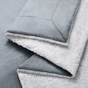 Hyde Lane Soft Grey Sherpa Throw Blankets | Cozy Fuzzy Fleece Throws for Sofa, Couch | Comfy Fluffy Blanket Gifts for Women, Adults | Gray, 50x60