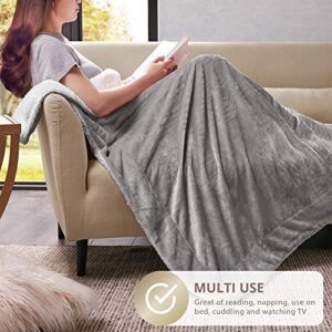 Hyde Lane Soft Grey Sherpa Throw Blankets | Cozy Fuzzy Fleece Throws for Sofa, Couch | Comfy Fluffy Blanket Gifts for Women, Adults | Gray, 50x60