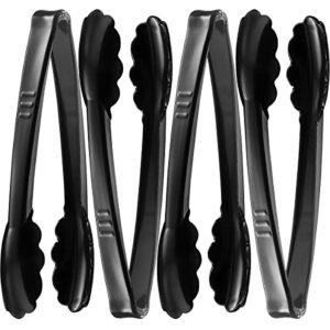 plastic tongs for serving (pack of 12) 9 inch - heavy-duty hard plastic reusable or disposable serving tongs for catering, dinner parties, banquets, buffets, events, weddings and everyday use, black