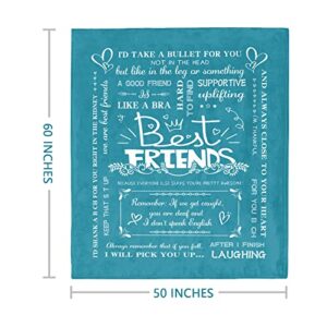 Best Friend Blanket BFF Gifts for Women 50"x60"Luxurious Friends Blanket with Loving Messages for Best Friend Birthday Gifts for Women Unique Snuggly Soft Fleece Blanket