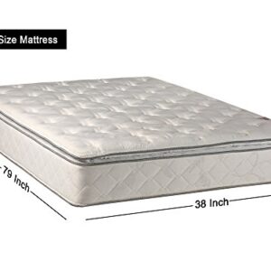 Mattress Solution 10-Inch Medium Plush Pillowtop Innerspring Fully Assembled Mattress And 4" Low Profile Metal Box Spring/Foundation Set With Frame, Twin XL