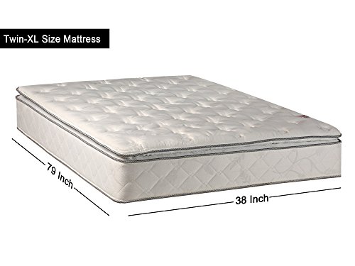 Mattress Solution 10-Inch Medium Plush Pillowtop Innerspring Fully Assembled Mattress And 4" Low Profile Metal Box Spring/Foundation Set With Frame, Twin XL