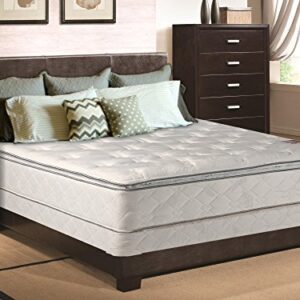 Mattress Solution 10-Inch Medium Plush Pillowtop Innerspring Fully Assembled Mattress And 4" Low Profile Metal Box Spring/Foundation Set With Frame, Twin XL