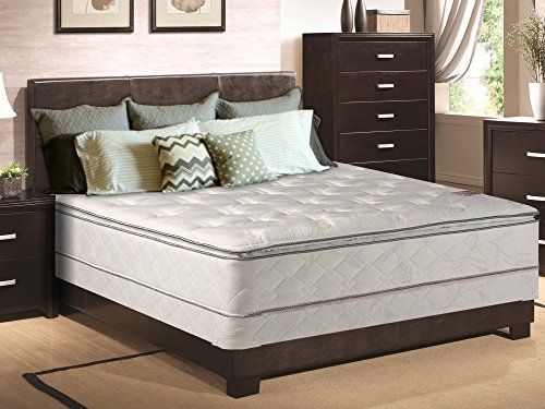 Mattress Solution 10-Inch Medium Plush Pillowtop Innerspring Fully Assembled Mattress And 4" Low Profile Metal Box Spring/Foundation Set With Frame, Twin XL