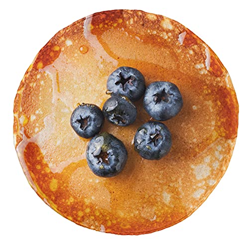 Ambesonne Dessert Round Blanket, Close Up View of Breakfast Pancake with Fresh Blueberry Maple Syrup, Lightweight Sofa & Bed Cover Birthday Gift for Boyfriend, 71" Round, Dark Orange Dark Indigo