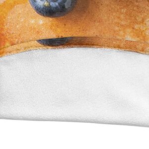 Ambesonne Dessert Round Blanket, Close Up View of Breakfast Pancake with Fresh Blueberry Maple Syrup, Lightweight Sofa & Bed Cover Birthday Gift for Boyfriend, 71" Round, Dark Orange Dark Indigo