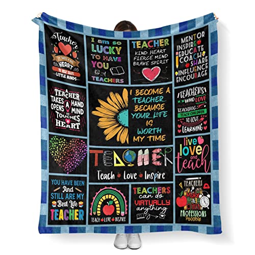 Teacher Gifts Blanket - Teacher Appreciation Gifts - Teacher Gifts for Women Men - Thank You for The Teacher Gift Idea - Best Teacher Gifts on Birthday Retirement Thanksgiving Teachers' Day 60"x50"