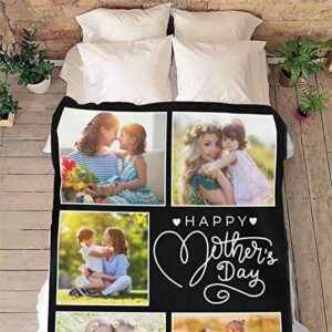 MyPupSocks Customized Mom Blanket with Photos for Mother's Day, Personalized Happy Mother's Day Throw Blanket Custom Picture Decorative for Women Mom from Daughter Son 30x40