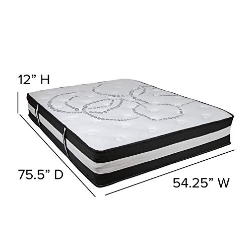 EMMA + OLIVER Full 12" Mattress & 2 inch Gel Memory Foam Topper Bundle Set