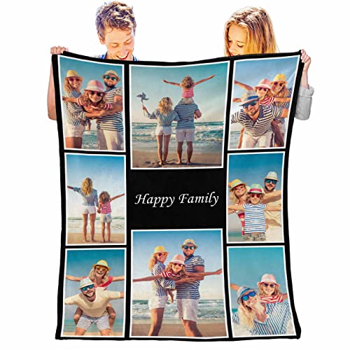 Custom Blankets with Photos Collage Cozy Super Soft Warm Comfortable Blanket – Use Photos from Your Wedding, Birthday, Cats, Dogs, Pets, Children, Vacation 60x50inch