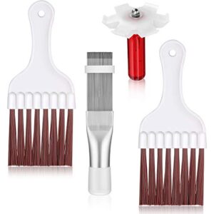 4 pieces air conditioner condenser fin cleaning brush coil condenser brush fin comb stainless steel air refrigerator fin cleaner whisk brush, 3 styles