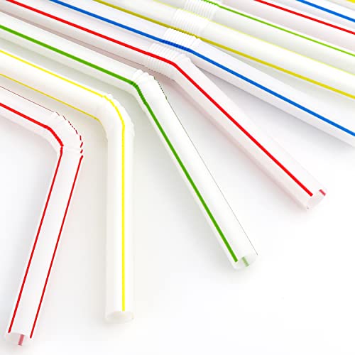 200 Bendable Disposable Drinking Straws - Flexible Straws - Bendy Straws Disposable - Plastic Straws Bendable - Classic Straws - Straws disposable- Straws Drinking Plastic