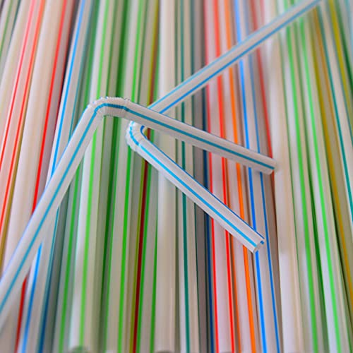 200 Bendable Disposable Drinking Straws - Flexible Straws - Bendy Straws Disposable - Plastic Straws Bendable - Classic Straws - Straws disposable- Straws Drinking Plastic