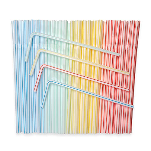 200 Bendable Disposable Drinking Straws - Flexible Straws - Bendy Straws Disposable - Plastic Straws Bendable - Classic Straws - Straws disposable- Straws Drinking Plastic