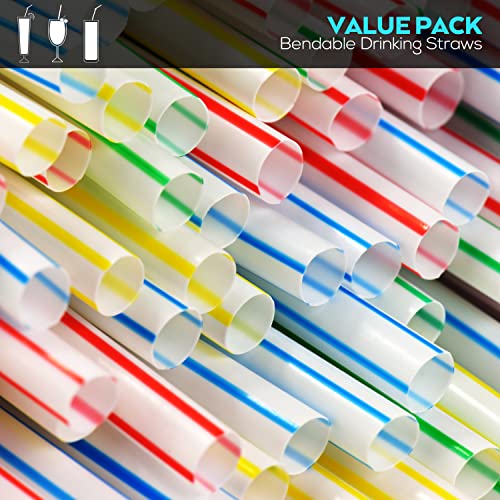 200 Bendable Disposable Drinking Straws - Flexible Straws - Bendy Straws Disposable - Plastic Straws Bendable - Classic Straws - Straws disposable- Straws Drinking Plastic