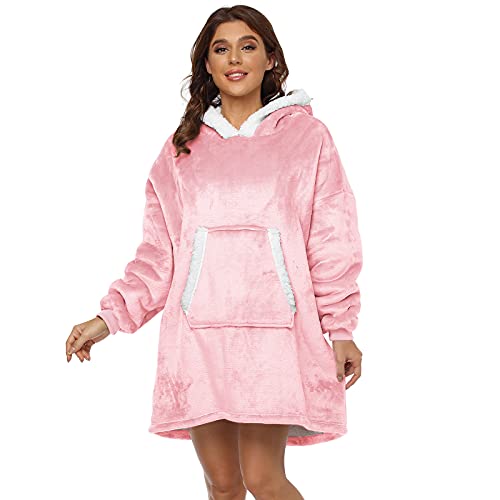 RXLLDOLY Wearable Blanket Hoodie, Oversized Sherpa Blanket Sweatshirt with Hood Pocket and Sleeves, Super Soft Warm Comfy Plush Hooded Blanket for Adult Women Men, One Size