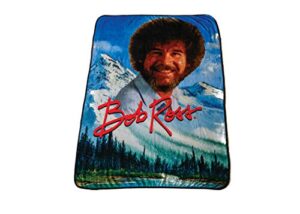 bob ross design soft throw size fleece plush blanket - fluffy, warm, fuzzy & cozy – 100% silk-feel polyester perfect for outdoor or indoor bed, sofa or couch while watching tv/movies - 45 x 60 inches