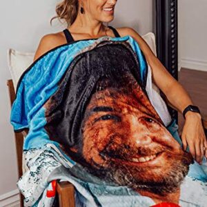 Bob Ross Design Soft Throw Size Fleece Plush Blanket - Fluffy, Warm, Fuzzy & Cozy – 100% Silk-Feel Polyester Perfect for Outdoor or Indoor Bed, Sofa or Couch While Watching TV/Movies - 45 x 60 Inches