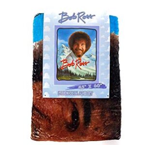 Bob Ross Design Soft Throw Size Fleece Plush Blanket - Fluffy, Warm, Fuzzy & Cozy – 100% Silk-Feel Polyester Perfect for Outdoor or Indoor Bed, Sofa or Couch While Watching TV/Movies - 45 x 60 Inches