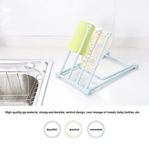 LEILIN Folding Kitchen Bathroom Towel Rack ,Towel Stand ,Rag Rack Dish Washing Cloth Draining Organizer ,Towel Shelves Sponge Holder for Kitchen (Blue)