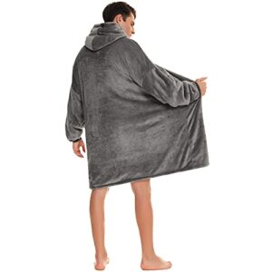 YEPLINS Pullover sweatshirt with hood robe blanket hoodie blanket sweatshirt flannel hoodies Grey