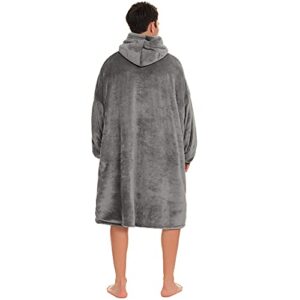 YEPLINS Pullover sweatshirt with hood robe blanket hoodie blanket sweatshirt flannel hoodies Grey