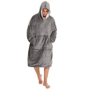 YEPLINS Pullover sweatshirt with hood robe blanket hoodie blanket sweatshirt flannel hoodies Grey