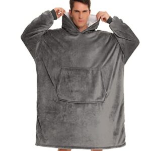 YEPLINS Pullover sweatshirt with hood robe blanket hoodie blanket sweatshirt flannel hoodies Grey