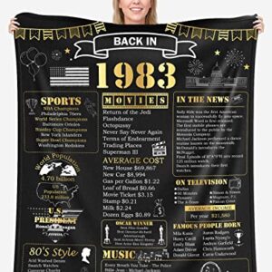 40th Birthday Gifts for Women or Men, Ultra-Soft Micro Flannel Fleece Throw Blanket, Perfect 1983 Birthday Gifts Ideas, Happy 40th Birthday Decorations, 40 Year Old Gifts for Men Women (1983-g)