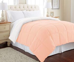 modern threads down alternative microfiber quilted reversible comforter & duvet insert - soft, comfortable alternative to goose down - bedding for all seasons blush/white twin