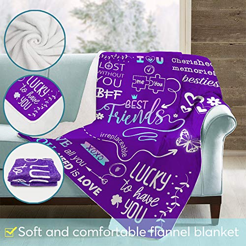 Bonsai Tree for Women, Friendship Gifts for Women, Best Friend for Women Blanket, Birthday Gifts Gift for Women BBF, Friends Blanket Female, 50”x60” Purple