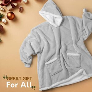 Blanket Hoodie Wearable Blanket Hoodie Oversized Hoodie for Women,Cozy Warm Big Giant Sherpa Blanket Hoodie,Birthday Gifts for Women Grey